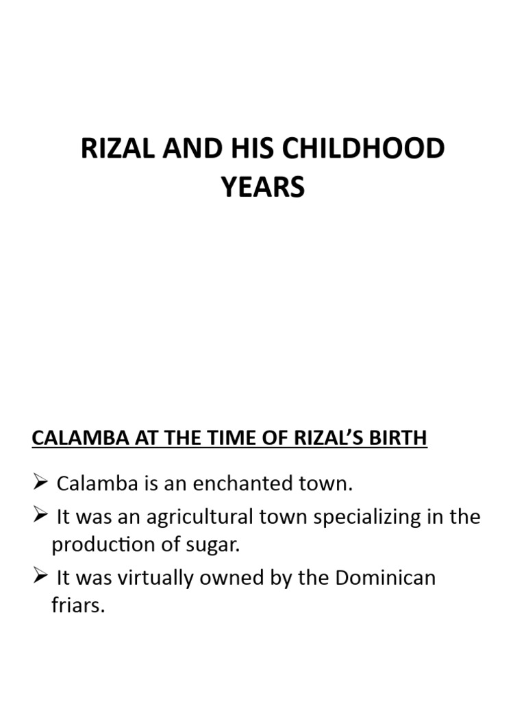 Chapter 5 RIZAL AND HIS CHILDHOOD YEARS | PDF