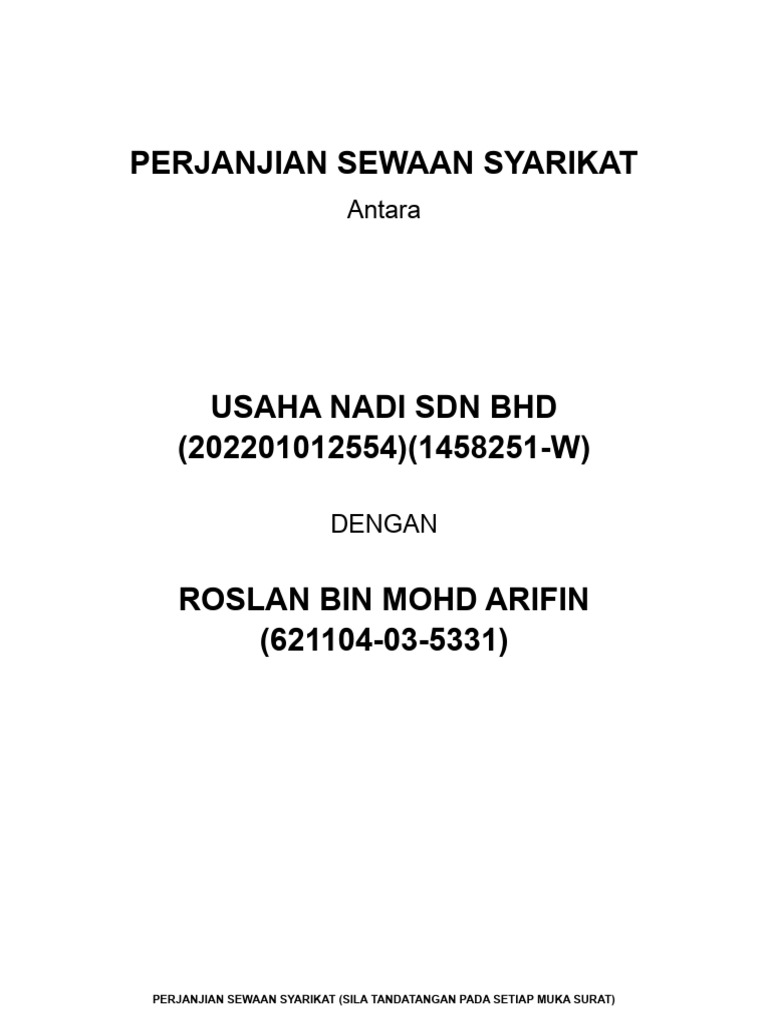 Perjanjian Sewaan Syarikat | PDF