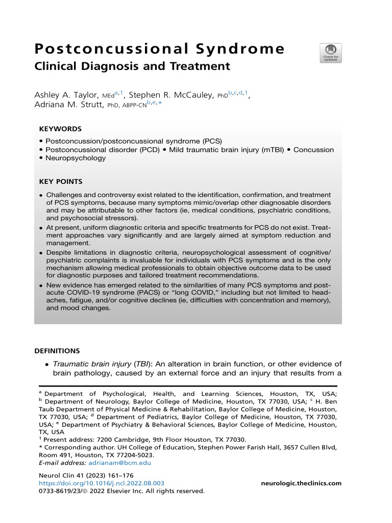 Taylor Ashley A Postconcussional Syndrome | PDF | Concussion | Mental ...