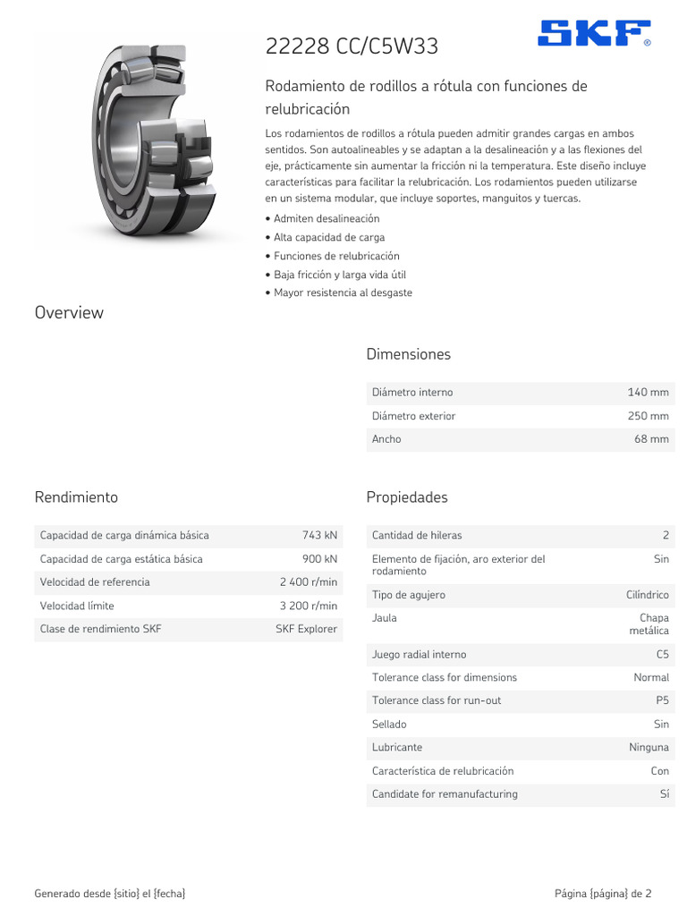 SKF 22228 CC - C5W33 Specification | PDF | Red mundial | Internet y web
