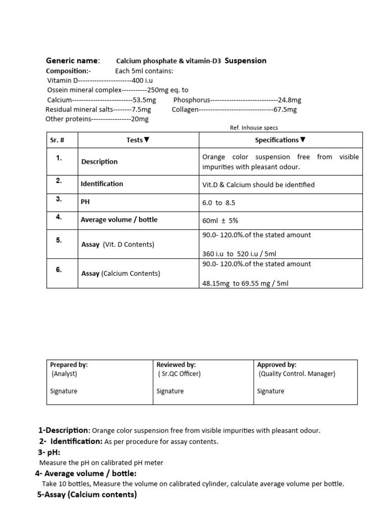 Generic Name: Suspension: Calcium Phosphate & Vitamin-D3 Composition ...