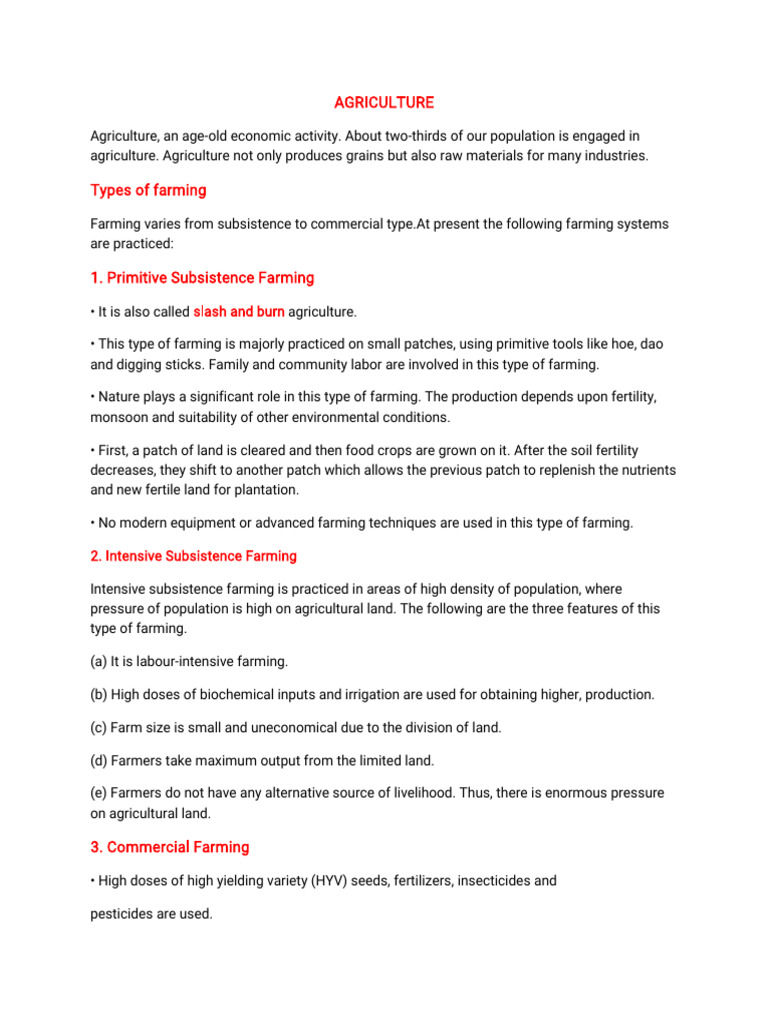 Agriculture Notes | PDF | Agriculture | Food Security
