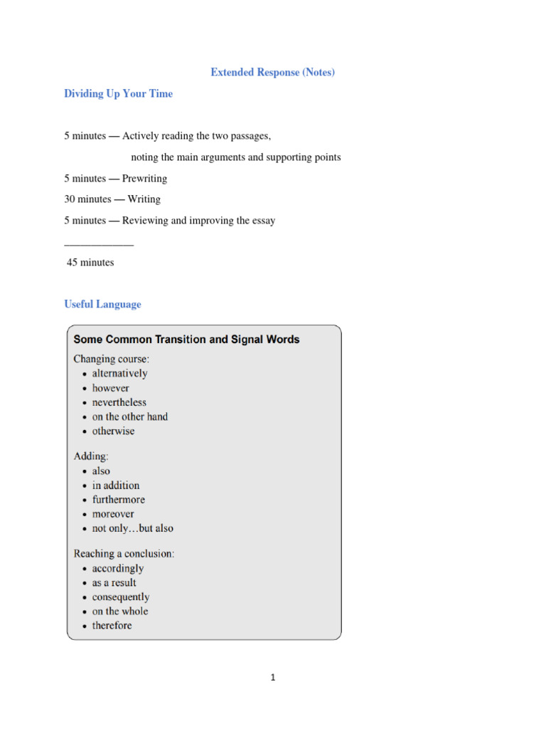Extended Response (Notes) | PDF | Argument | Reason