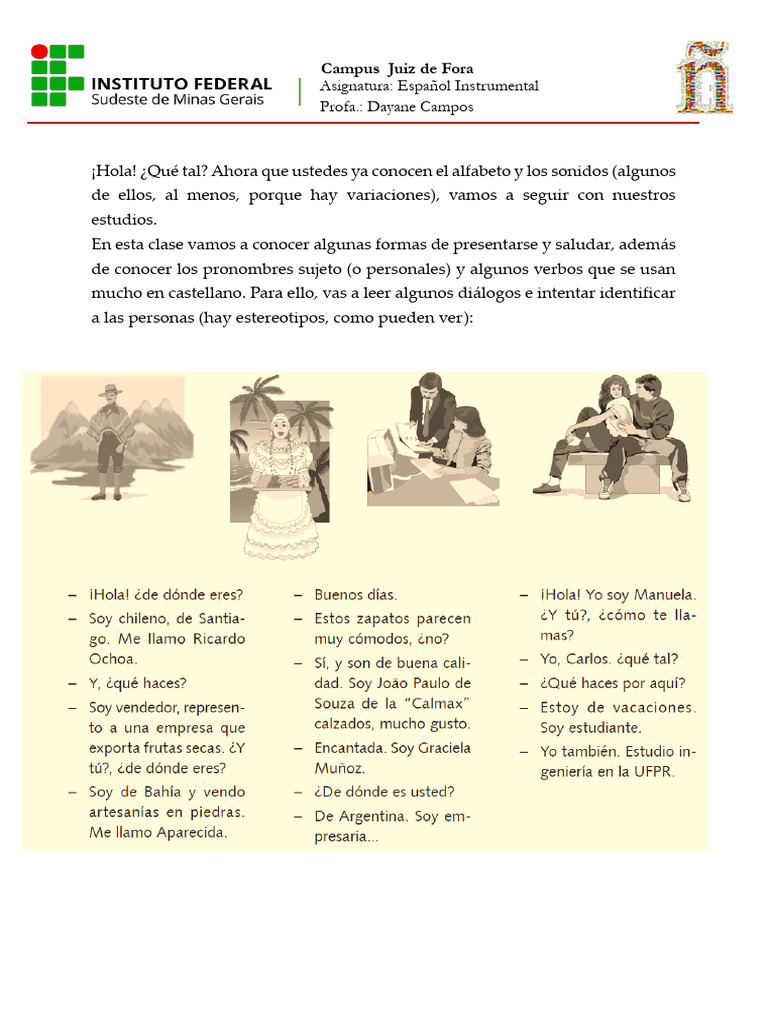 Saludos y Presentaciones en Español | PDF | Verbo | Lengua española