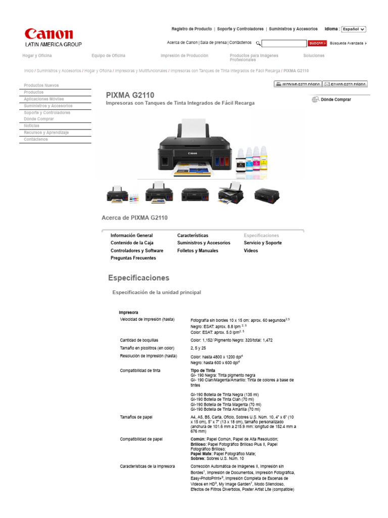 Canon G2110 | PDF | Escáner de imagen | Impresora (Computación)