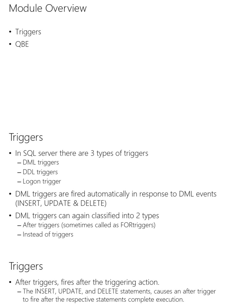 Querying With T-SQL - Triggers | PDF | Databases | Data Management