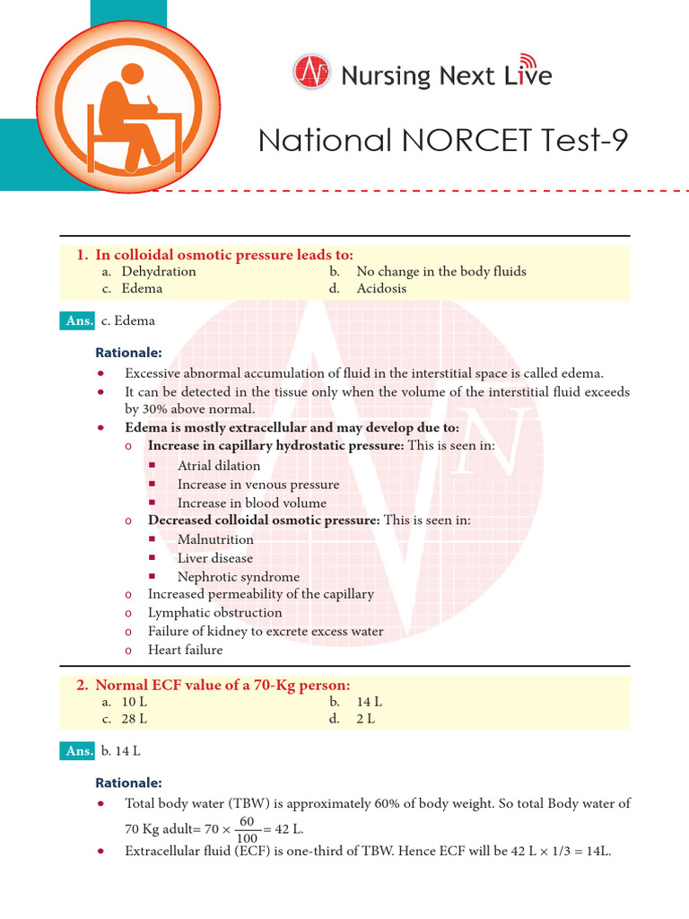 National NORCET Test-9 | PDF | Diastole | Blood Plasma