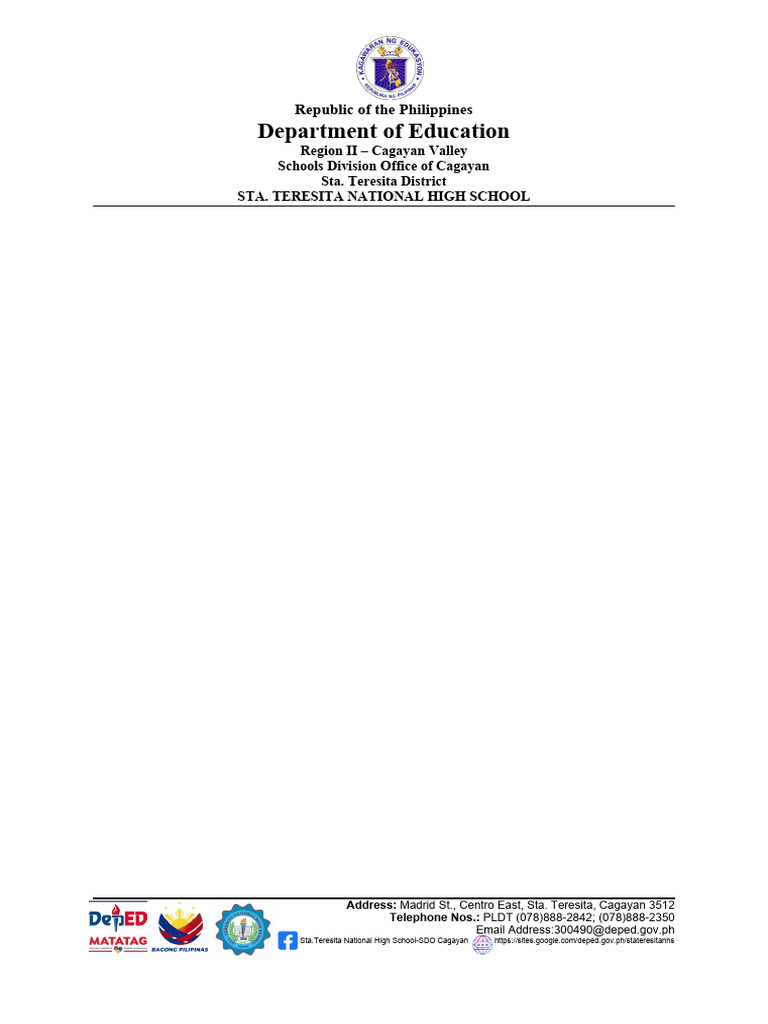 Department of Education: Republic of The Philippines | PDF