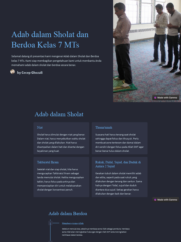Adab Dalam Sholat Dan Berdoa Kelas 7 MTs | PDF