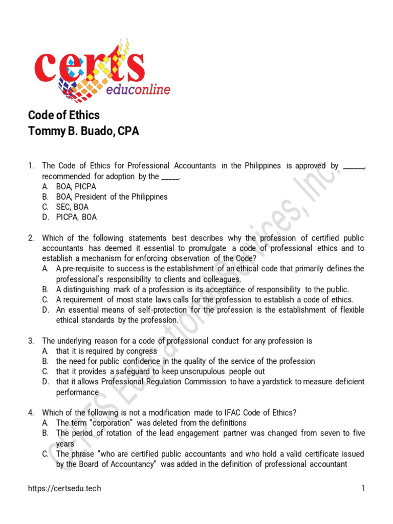 14 - Code of Ethics | PDF | Accounting | Certified Public Accountant