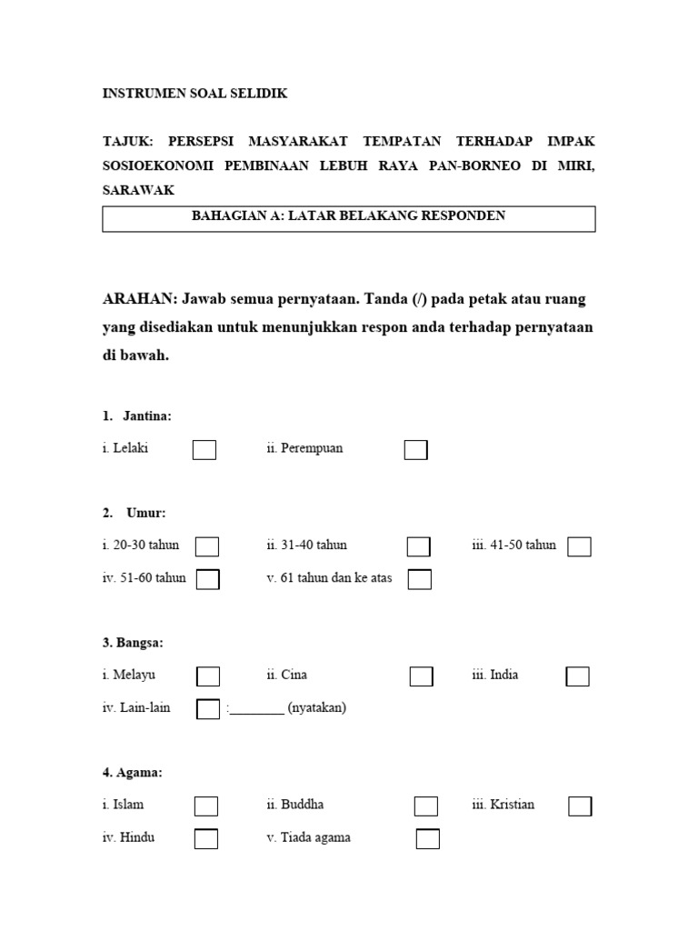 Instrumen Soal Selidik | PDF