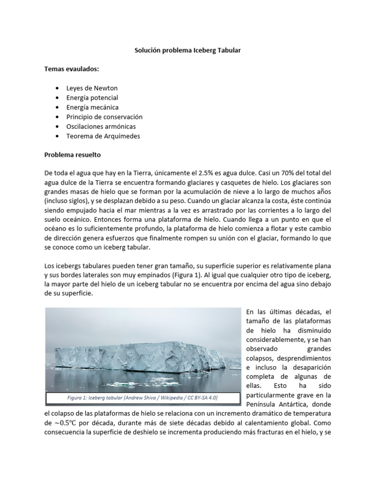 Problema3 - Iceberg Solucion | PDF | glaciar | Hielo