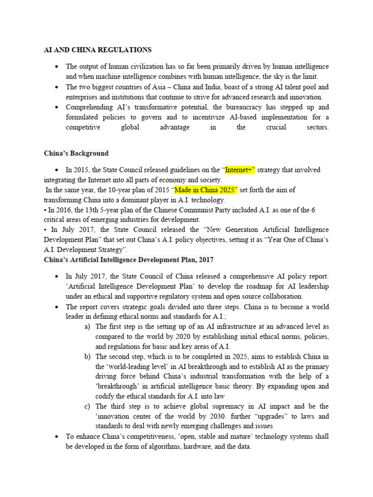 Ai and China Regulations | PDF | Artificial Intelligence | Intelligence ...