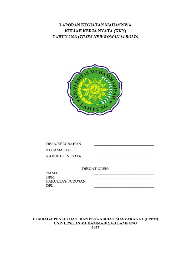 Format Laporan KKN (Individu) | PDF