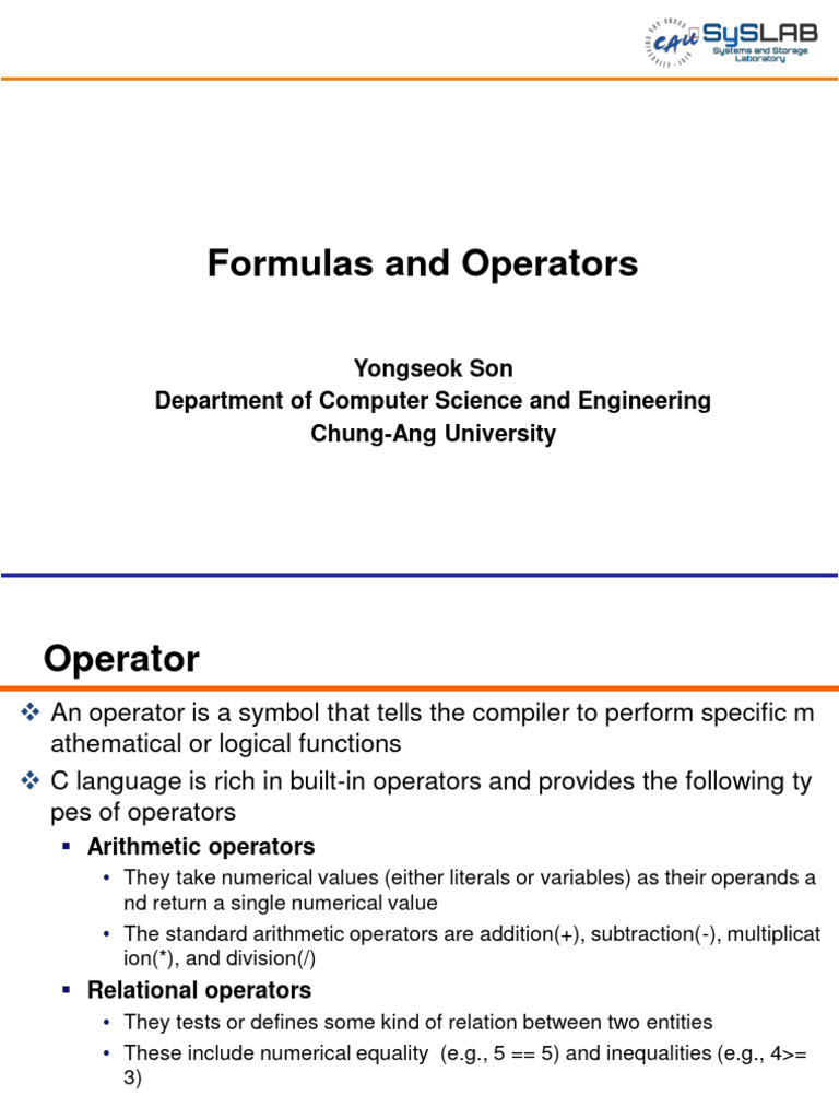 Chapter3-Formulas and Operators | PDF | Data Type | Computing