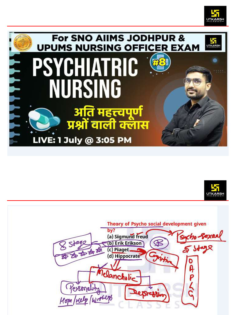 Senior Nursing Officer Exam 2023 SNO AIIMS Jodhpur Psychiatric Nursing ...