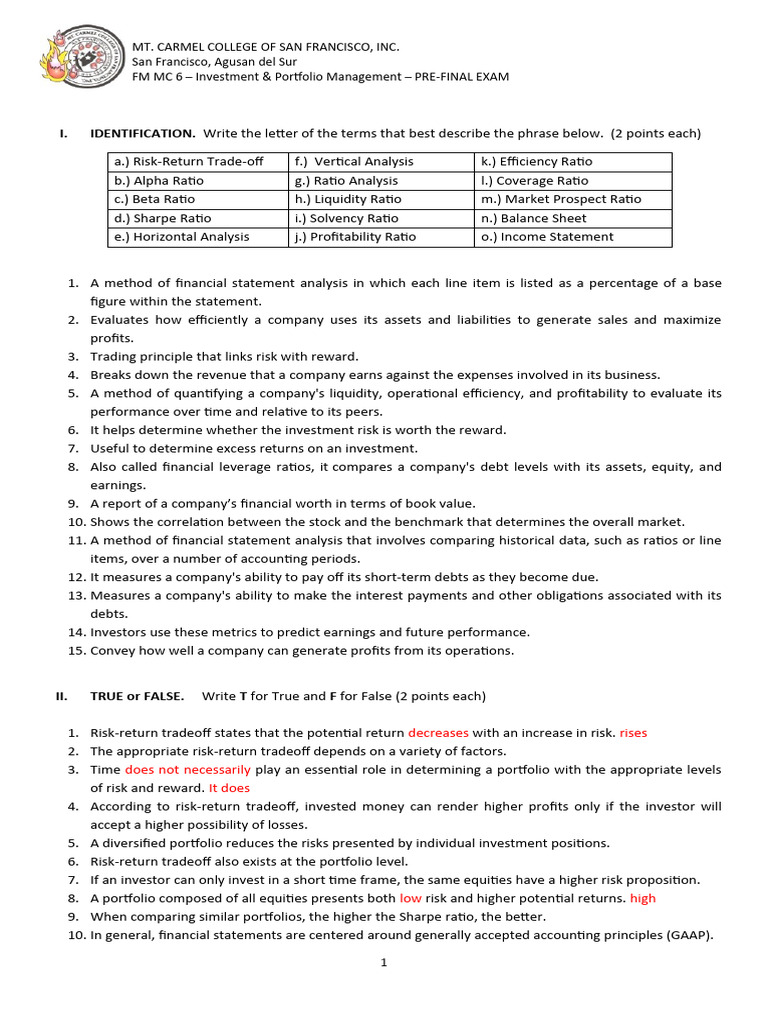 PREFINAL Exam | PDF | Valuation (Finance) | Investing