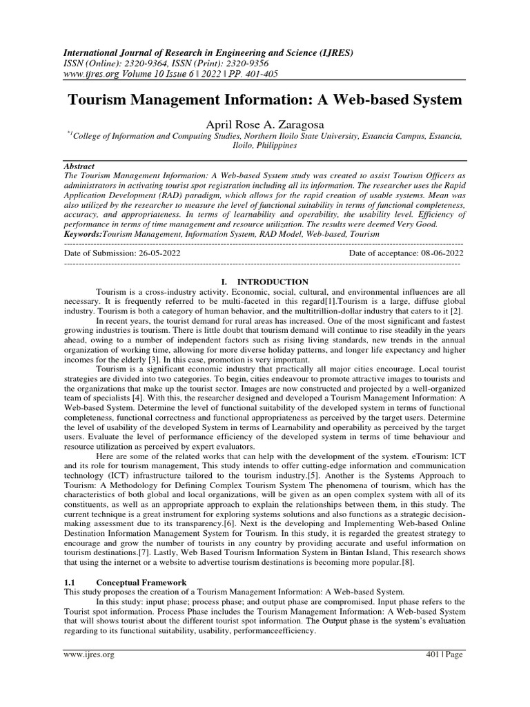 Tourism Management Information A Web-Based System | PDF | Conceptual ...