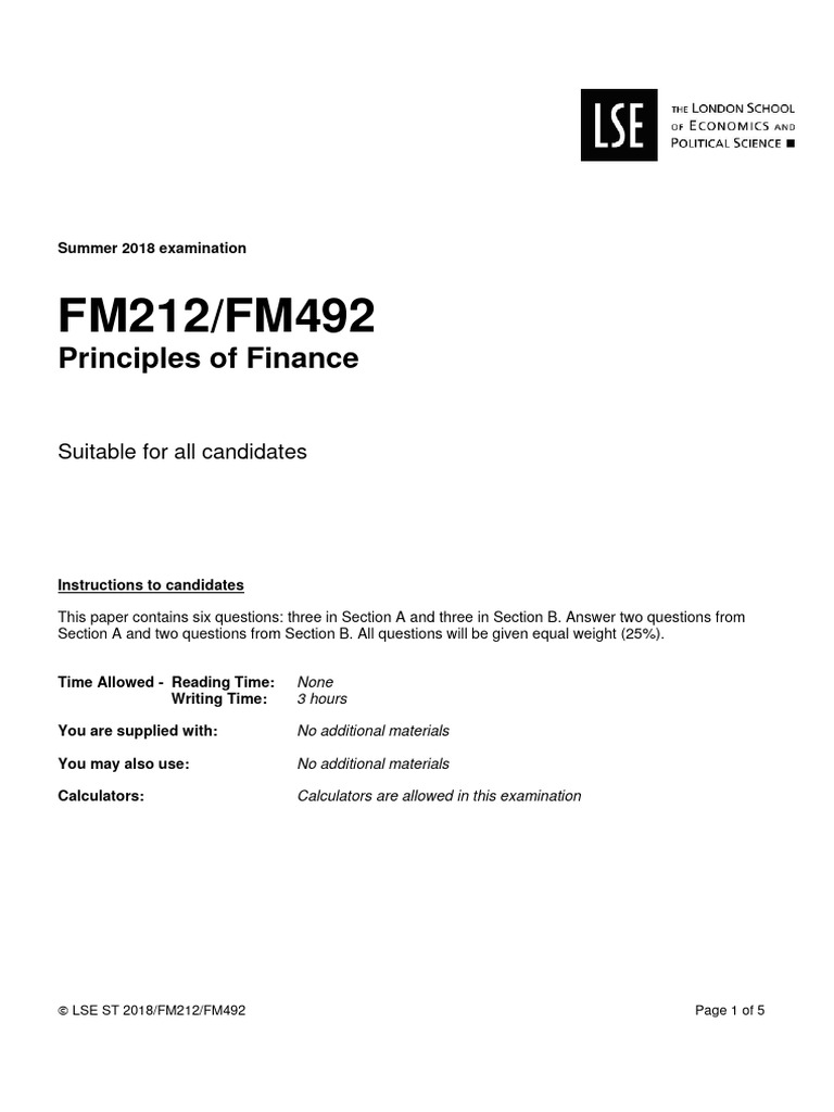 FM212 2018 Paper | PDF | Bonds (Finance) | Net Present Value