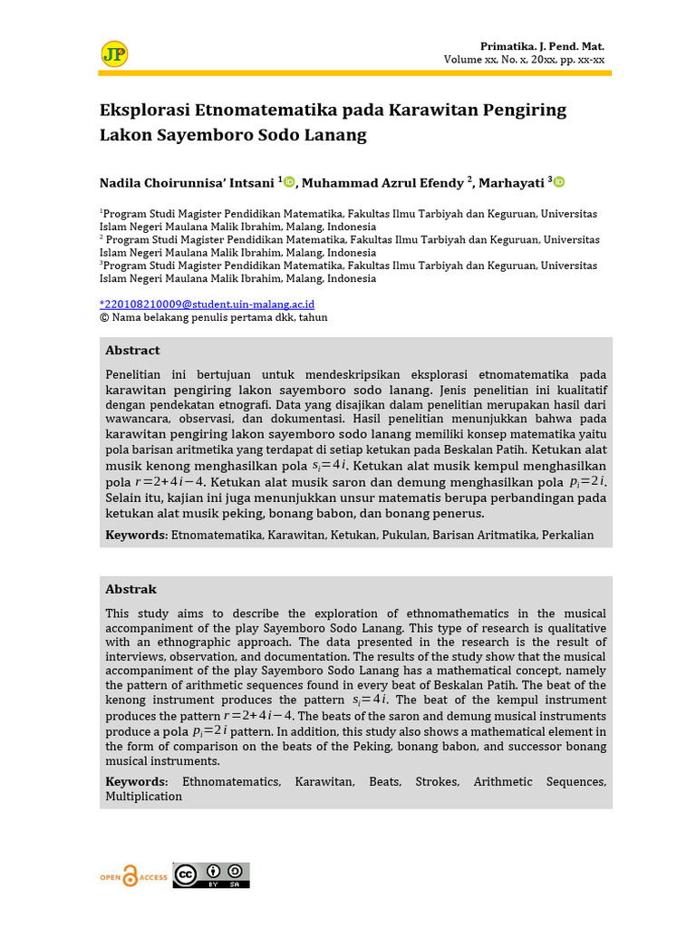Etnomatematika dalam Karawitan Sodo Lanang | PDF