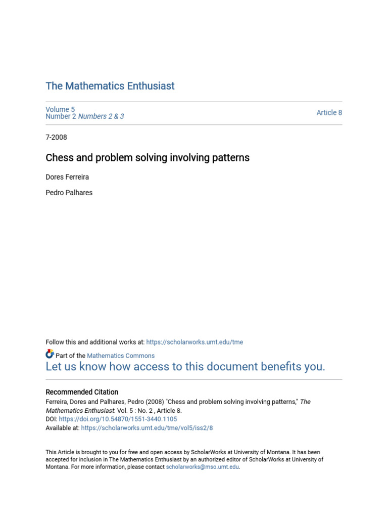Chess and Problem Solving Involving Patterns | PDF | Cronbach's Alpha | Mathematics