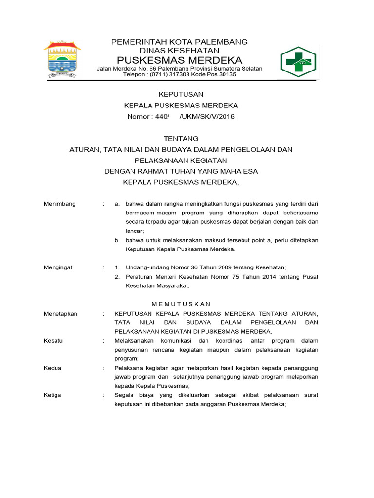 6.1.1.3 (5.7.2.1) SK Tata Nilai Pengelolaan Dan Pelaksanaan Kegiatan | PDF 6.1.1.3 (5.7.2.1) SK Tata Nilai Pengelolaan Dan Pelaksanaan Kegiatan | PDF