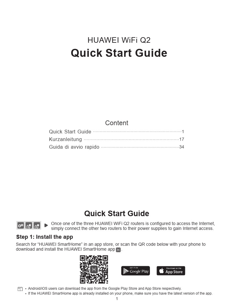 HUAWEI WiFi Q2 Guida Di Avvio Rapido - (WS5280-20,01, It) | PDF | Wi Fi | Internet Access