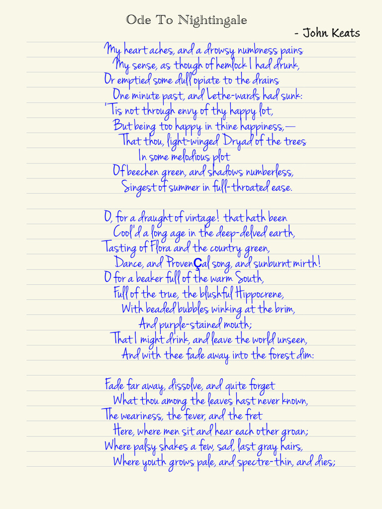 Keats' Ode to a Nightingale Analysis | PDF | Poetry | Poetics
