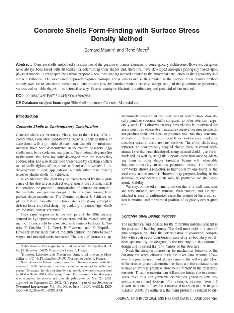 Concrete Shells Form-Finding With Surface Stress Density Method | PDF ...
