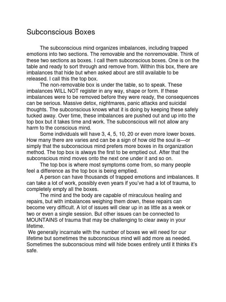 Subconscious Boxes | PDF