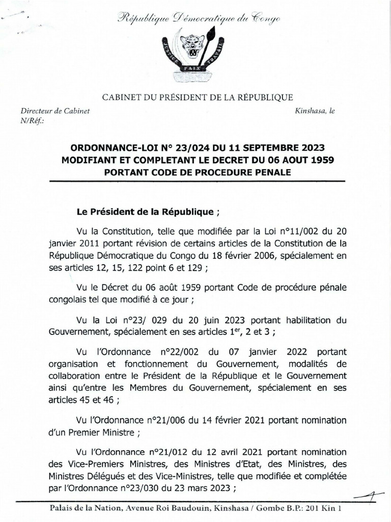 Ordonnance-Loi Portant Code de Procedure Penale | PDF