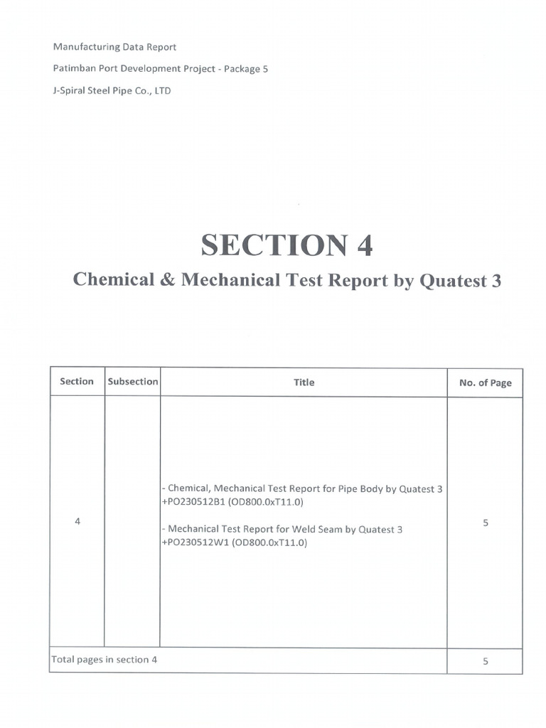 Chemical & Mechanical Test Report by Quatest 3 | PDF