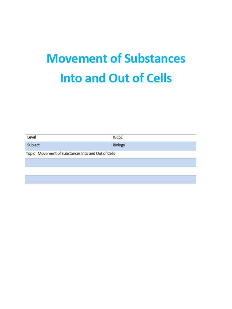 Grade_9_Cells_and_Cell_Movements_Formative_Worksheet | PDF | Volume | Area