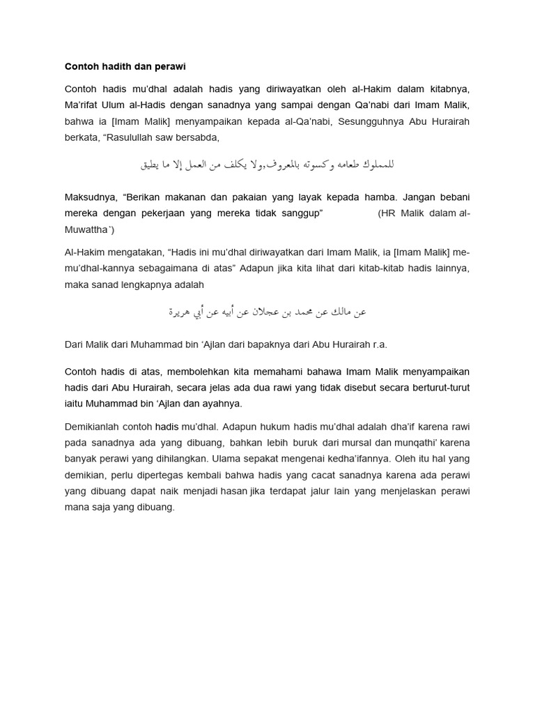 CTH Hadith Perawi (Mu'Dal) | PDF