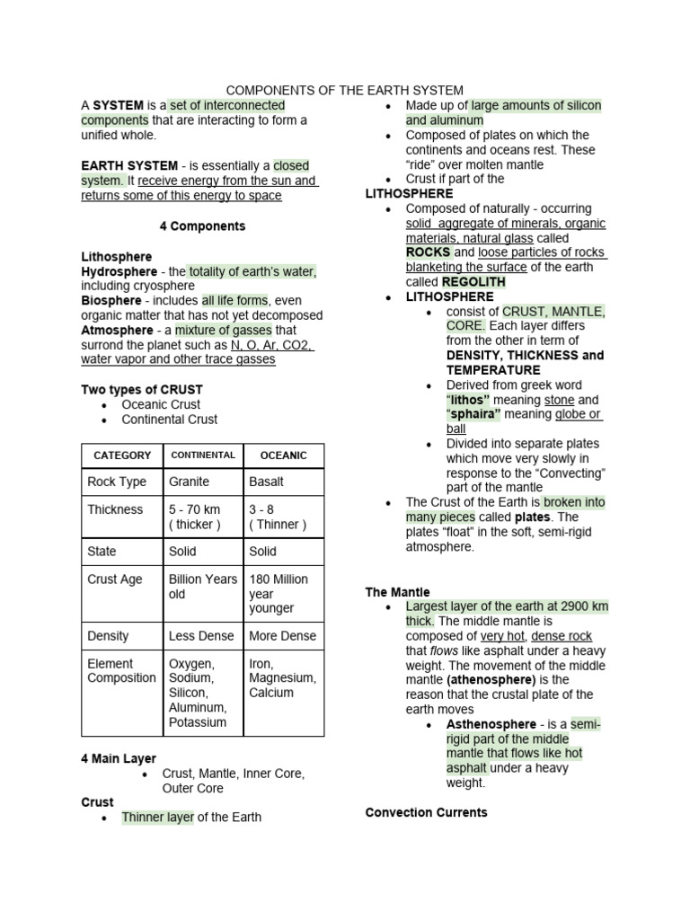Components of The Earth System | PDF | Rock (Geology) | Igneous Rock