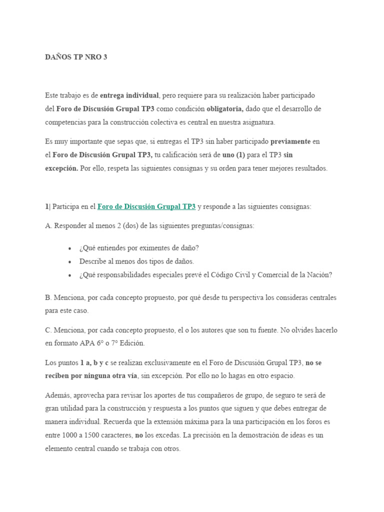Daños TP Nro 3 Consigna | PDF