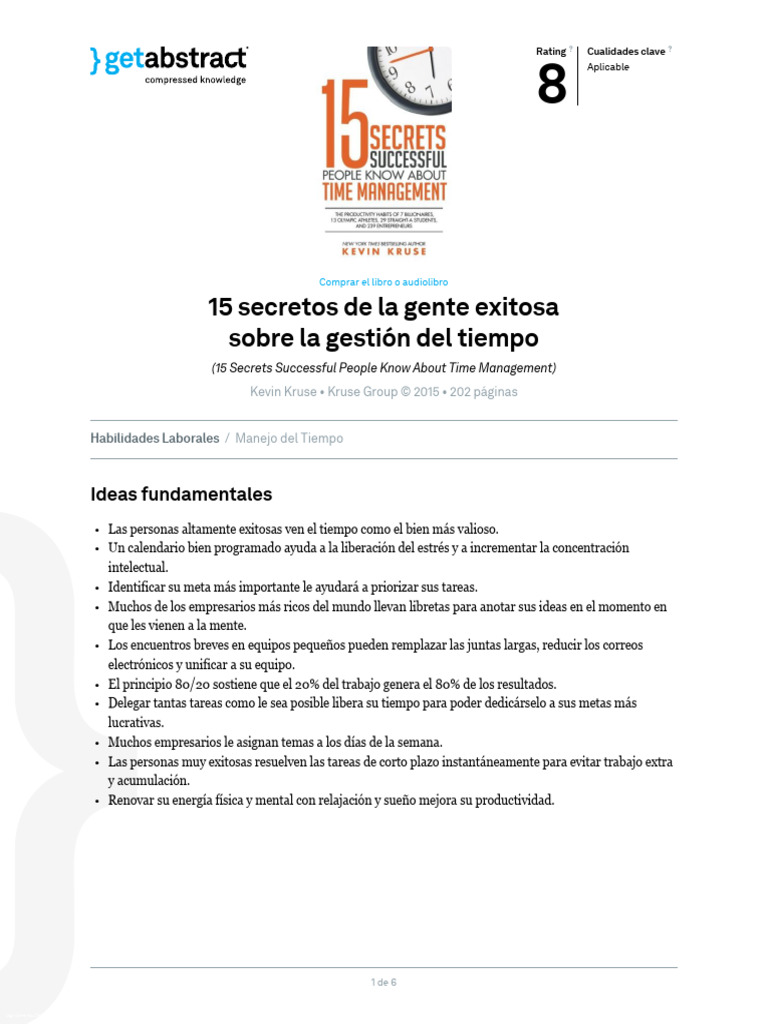 15 Secretos de La Gente Exitosa Sobre La Gest | PDF | Dilación | Habilidades profesionales