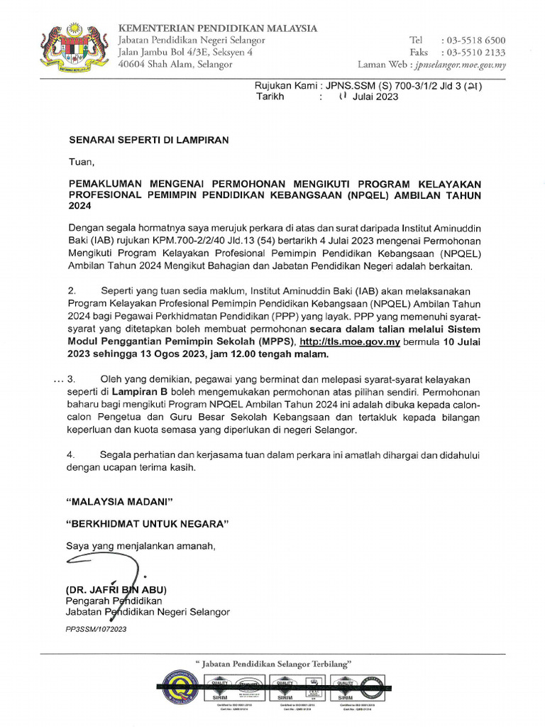 Hebahan Npqel Ambilan 2024 | PDF