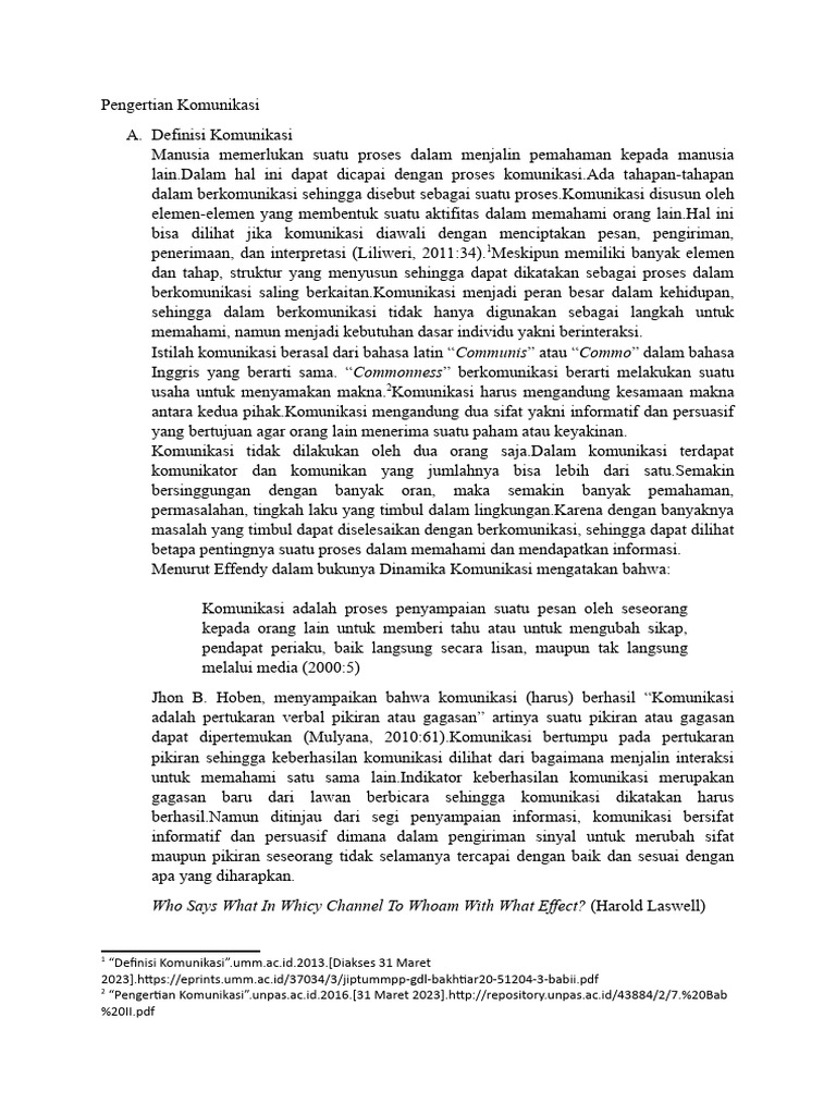 Pengertian Dan Tujuan Komunikasi | PDF