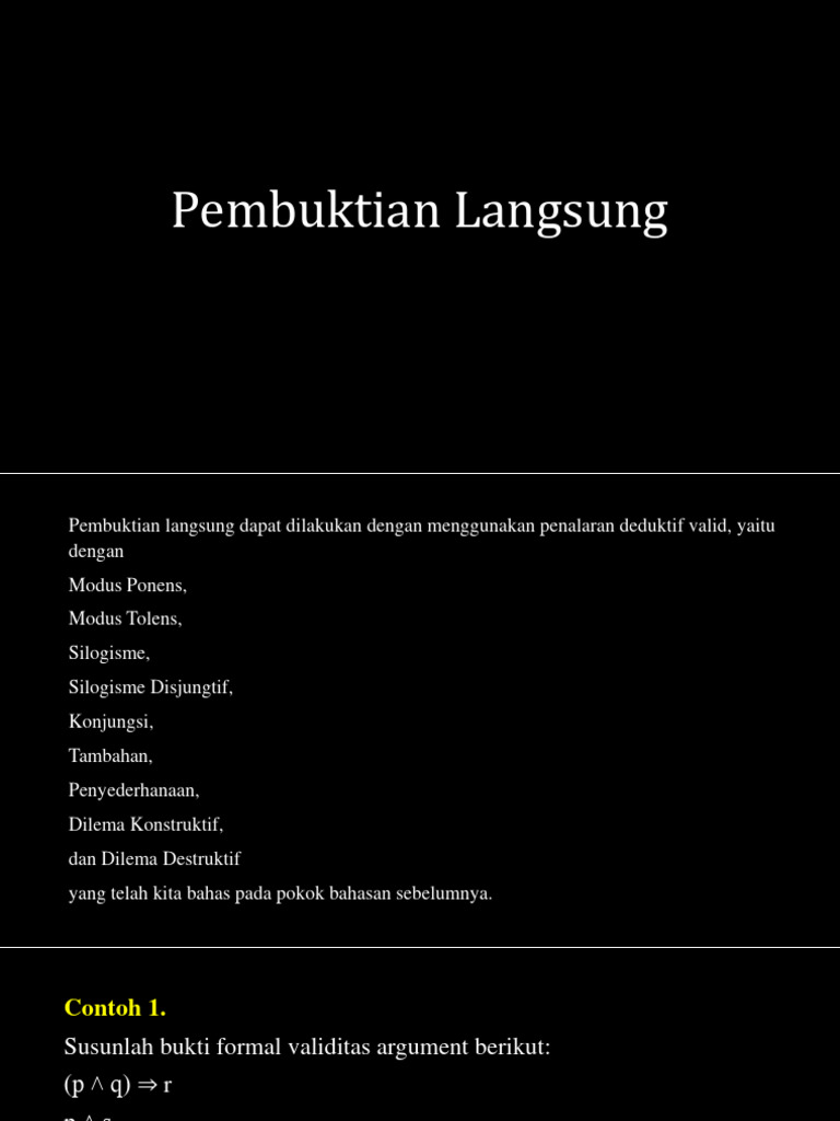 Pertemuan 13 Pembuktian Langsung Dan Tidak Langsung | PDF