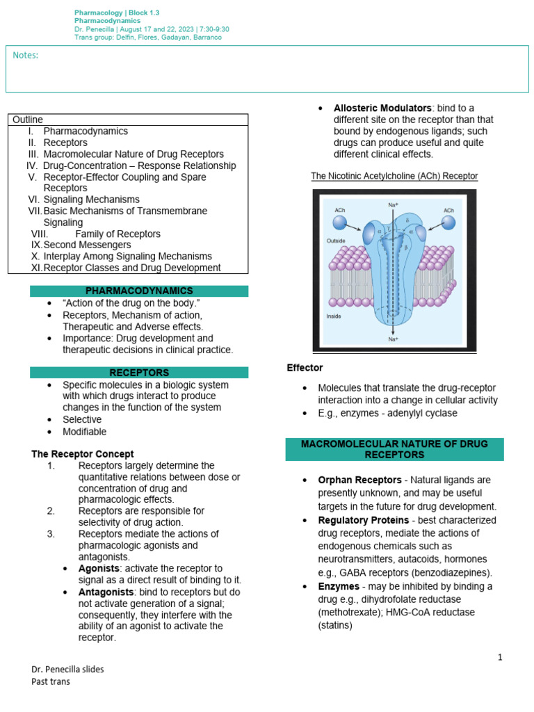 Pharmacology Block 1.3 - Pharmacodynamics | PDF | Receptor Antagonist | Receptor (Biochemistry)