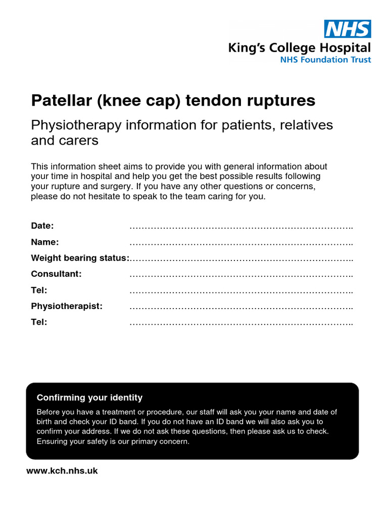 PL 993.1 Patellar Knee Cap Tendon Ruptures | PDF | Physical Therapy ...