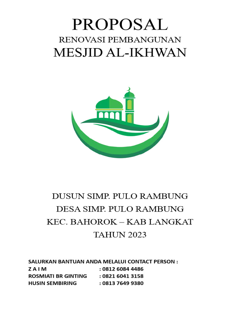 PROPOSAL Mesjid Al-Ikhwan | PDF | Griya & Taman