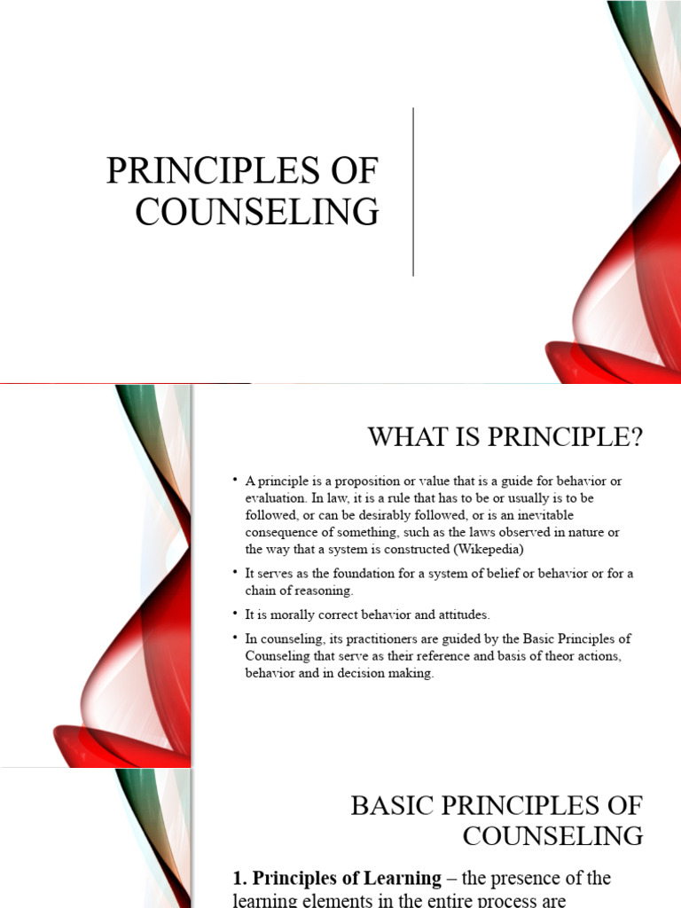 Principles of Counseling | Download Free PDF | Counseling Psychology ...