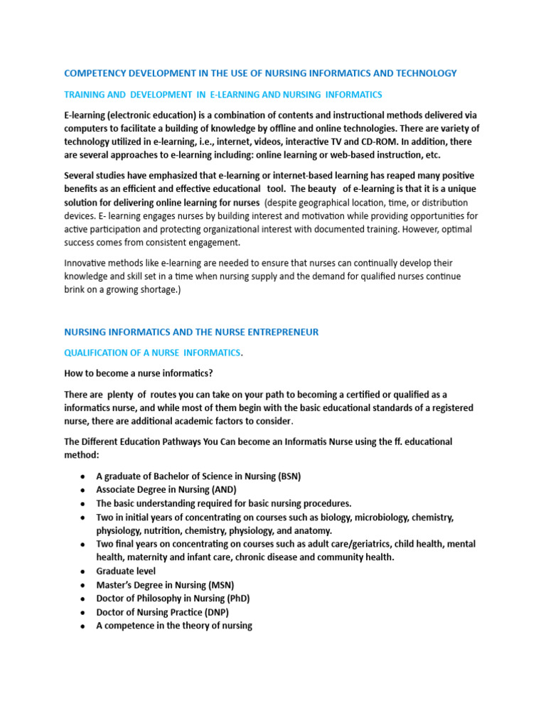 INFORMATICS | PDF | Nursing | Educational Technology