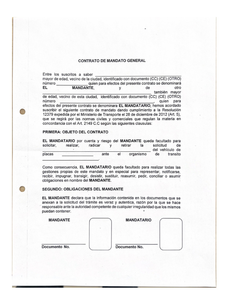 Contrato de Mandato General | PDF