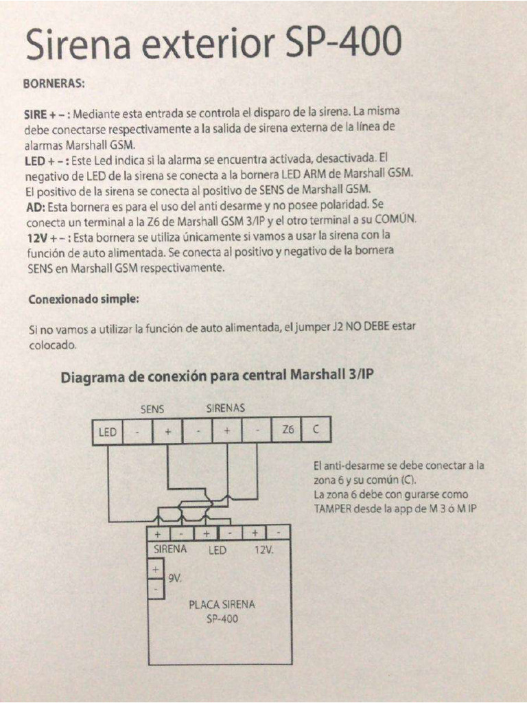 05 - Conexionado Sirena Exterior SP400 | PDF