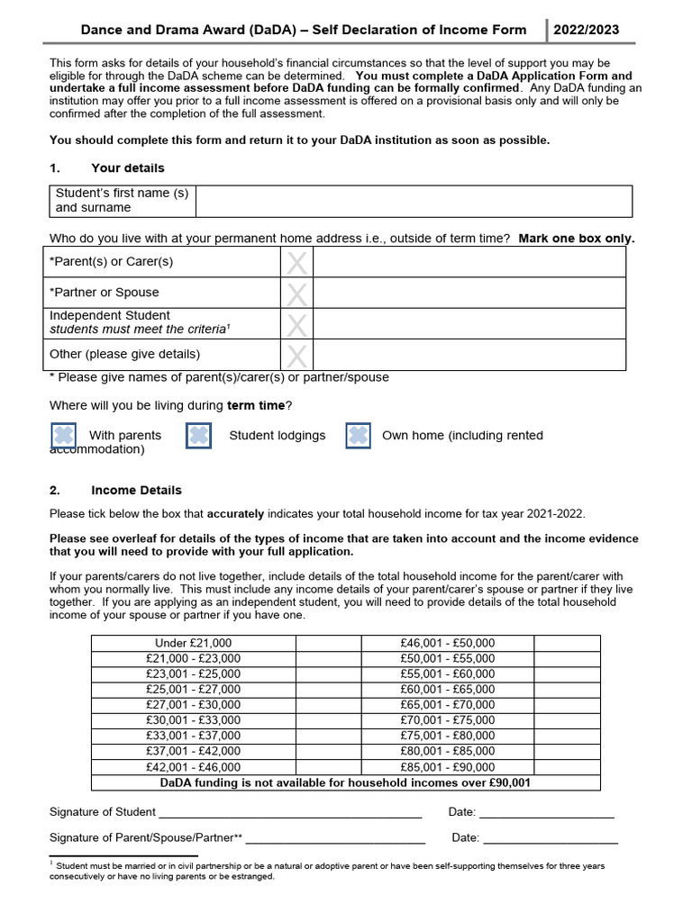 DaDA Self Declaration Form 2022-23 Final | PDF | Economies | Government ...