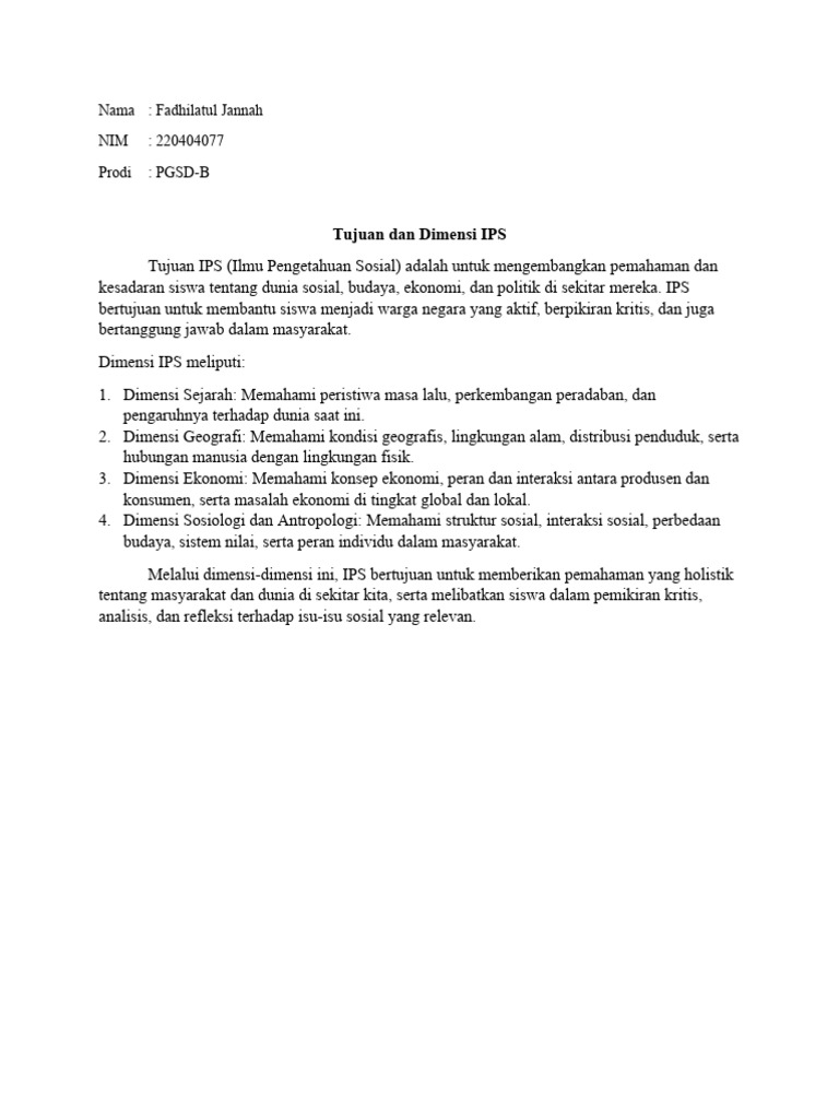Tujuan Dan Dimensi Ips | PDF