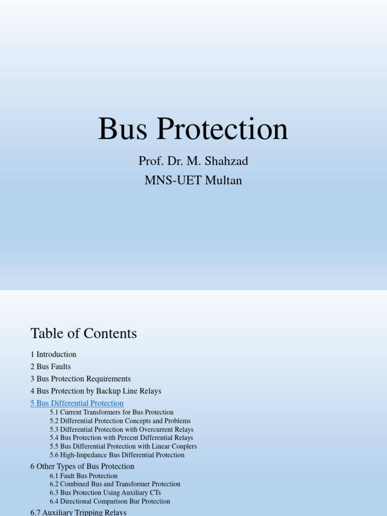 Busbar Protection | PDF | Relay | Transformer